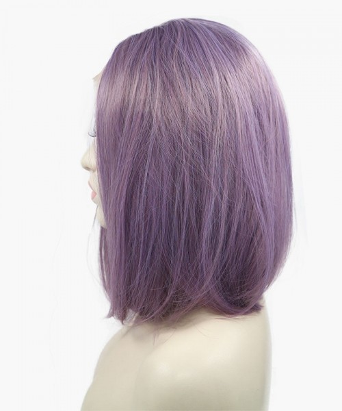 Invisilace Purple Short Bob Wig Straight Synthetic Lace Front Wigs ...