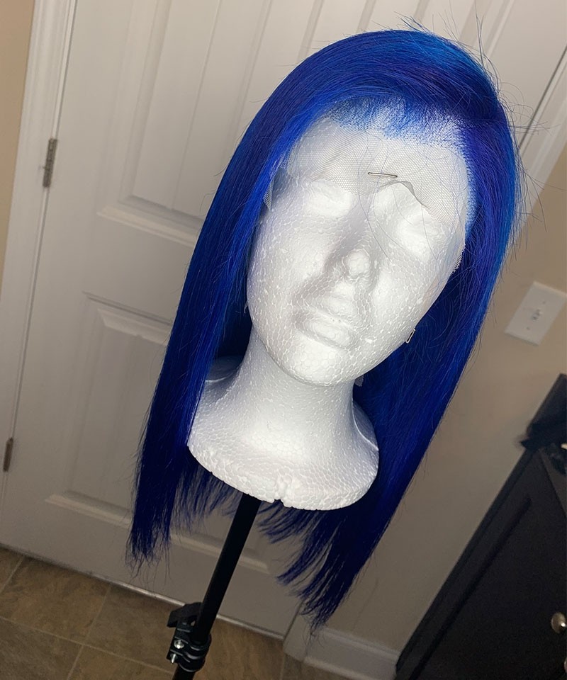 Blue Bob Wigs 13x6 Lace Front Wigs Human Hair 150% Density ...