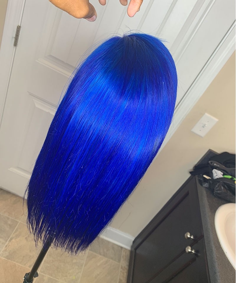 Blue Bob Wigs 13x6 Lace Front Wigs Human Hair 150% Density ...