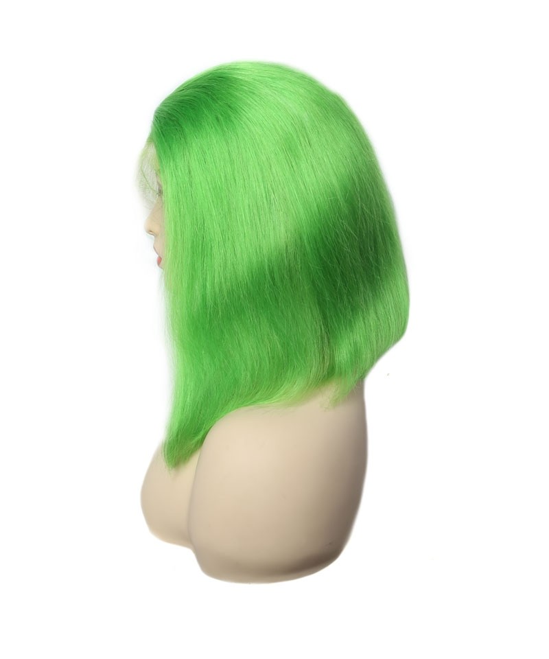 Neon Green Bob Wig Human Hair Lace Frontal Wigs 130% Density ...