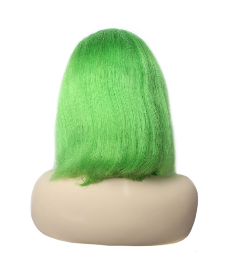 Neon Green Bob Wig Human Hair Lace Frontal Wigs 130% Density ...